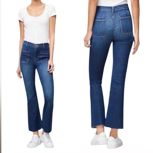 Frame Denim | Jeans | Frame Patch Pocket Raw Hem Flare Jeans | Poshmark